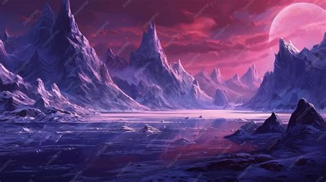 Premium Ai Image Fantasy Landscape With Sandy Glaciers And Purple Cry