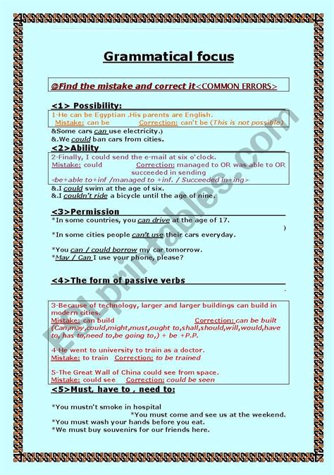 Grammatical Focus Esl Worksheet By Hssmwahab