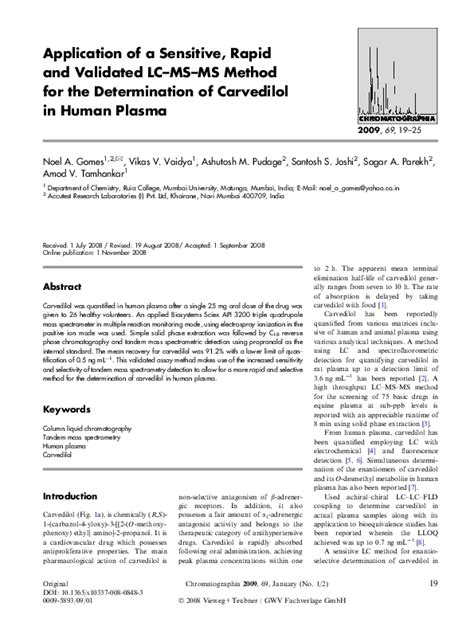 Pdf Application Of A Sensitive Rapid And Validated Lc Ms Ms Method For The Determination Of