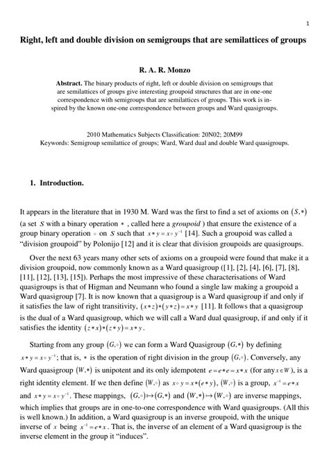 Pdf Mathematics Subjects Classification 20n02