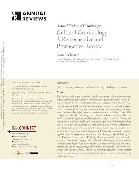Cultural Criminology A Retrospective And Prospective Review — Read Meorg All Free