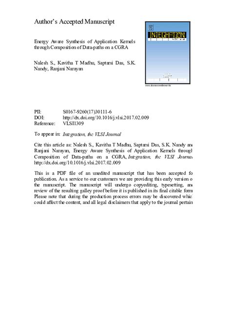 Pdf Energy Efficient Synthesis For Cgras