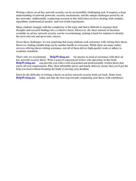Ad Hoc Network Security Thesis Pdf