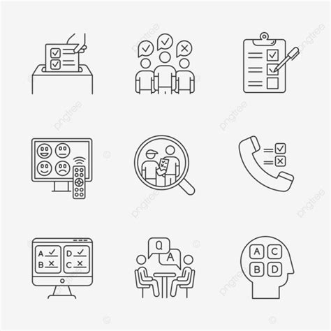 Survey Methods Linear Icons Set Items Telephone Methods Png And