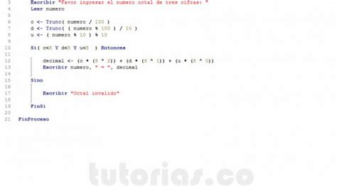 Sentencia Si Sino PSeint Convertir Octal A Representacion Decimal Tutorias Co
