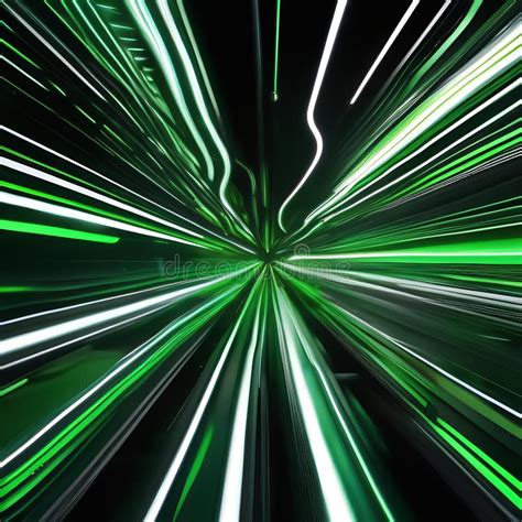 Dynamic Digital Artwork With Abstract Green Neon Lines Pulsating And Creating An Energetic