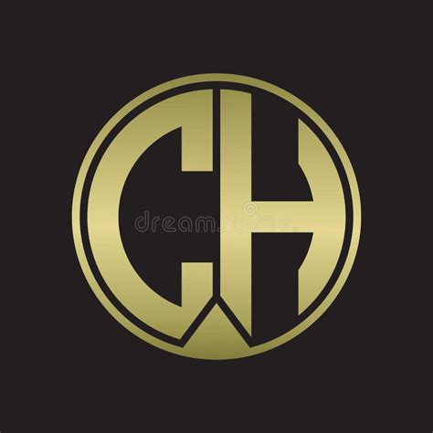 Ch Logo Monogram Circle With Piece Ribbon Style On Gold Colors Stock