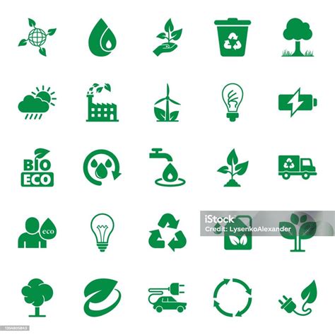 평평한 스타일로 설정된 에코 환경 아이콘 흰색 격리 된 배경에 생태 벡터 그림 바이오 엠블럼 사인 비즈니스 컨셉 생물 가스에 대한 스톡 벡터 아트 및 기타 이미지 Istock