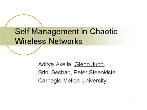 Self Management In Chaotic Wireless Networks Aditya Akella
