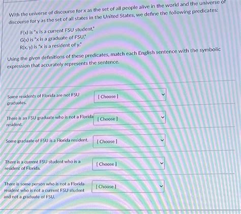 Solved With The Universe Of Discourse For X As The Set Of