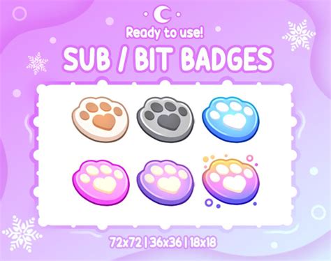 Cute Cat Paws Sub And Bit Badges Twitch Graphics For Streamers Etsy