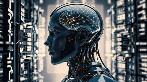 Futuristic Cybernetic Brain Interface Premium Ai Generated Image