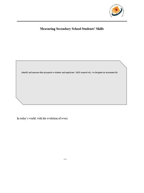 The Development And Validation Of A 21st Century Skills Instrument Measuring Secondary School