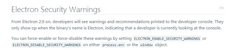 in devtools console electron security warning insecure content