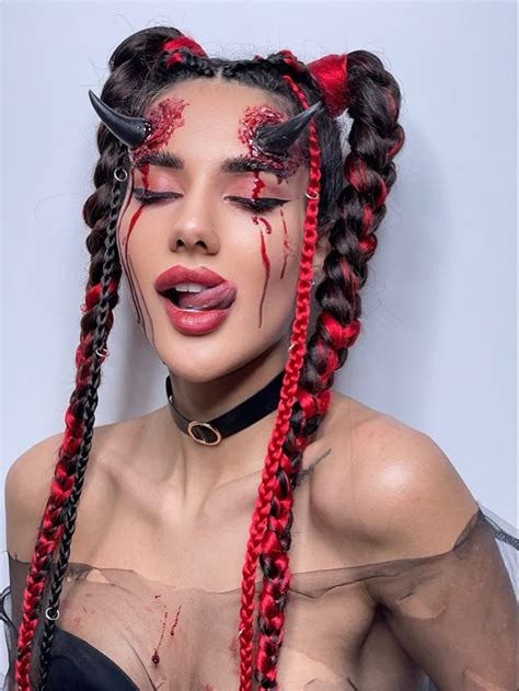 образ на Хэллоуин Идеи макияжа Ужасные прически Макияж на хэллоуин