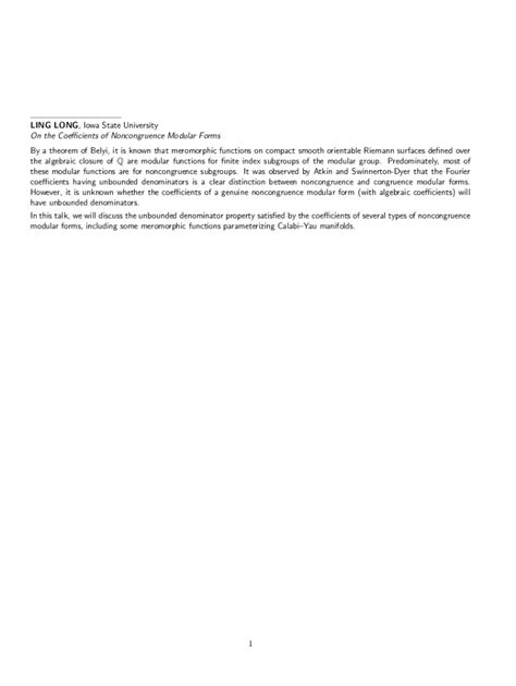 Fillable Online On The Coefficients Of Noncongruence Modular Forms Fax Email Print Pdffiller