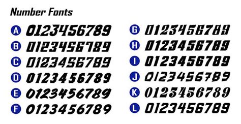 Racing Number Fonts