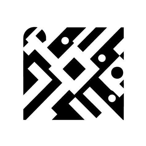 Geometric Abstract Composition In Black And White Featuring Interlocking Shapes Circles And A