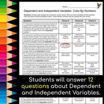 Dependent And Independent Variables Science Color By Number TPT