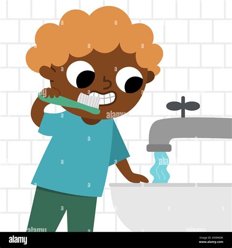 Icône De Brossage Des Dents Pour Garçon Mignon Enfant Soccupant De