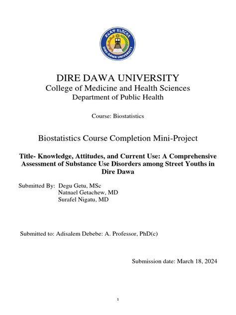 Biostat Mini Project Assignment Pdf Substance Use Disorder