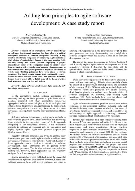 PDF Adding Lean Principles To Agile Software Development A Case Study Report