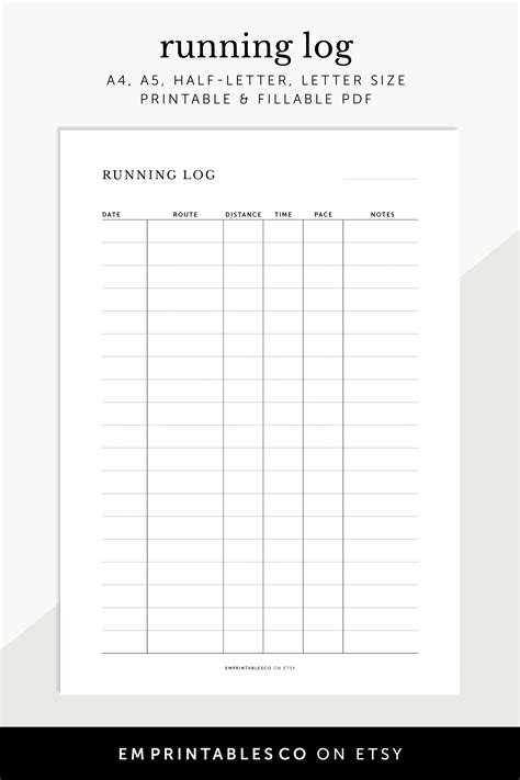 running log template artofit