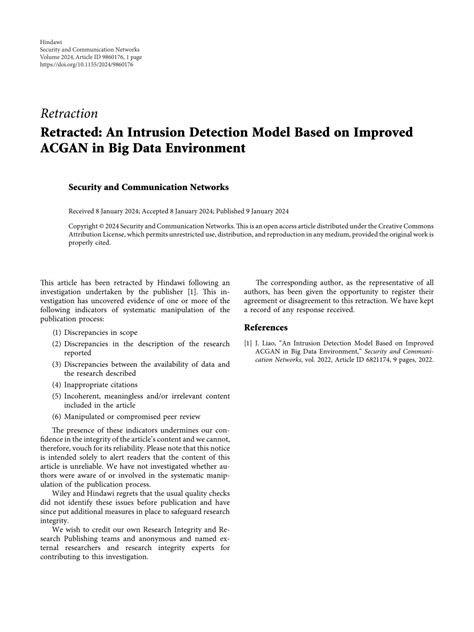 Pdf Retracted An Intrusion Detection Model Based On Improved Acgan In Big Data Environment