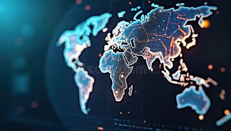 Global Digital Map Displays International Connections Tech Interface Shows Worldwide Network