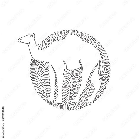 Continuous Curve One Line Drawing Of Standing Camel Abstract Art In