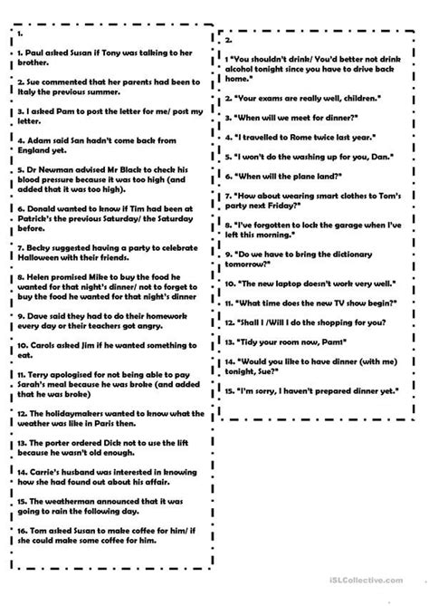 Direct And Reported Speech Rephrasing English Esl Worksheets Reported Speech Speech Directions