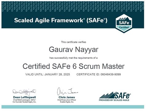 Safeagilist Agilecoach Scrumalliance Safe6 Gaurav Nayyar Pmp® Csm Cspo Safe® 6 Scrum