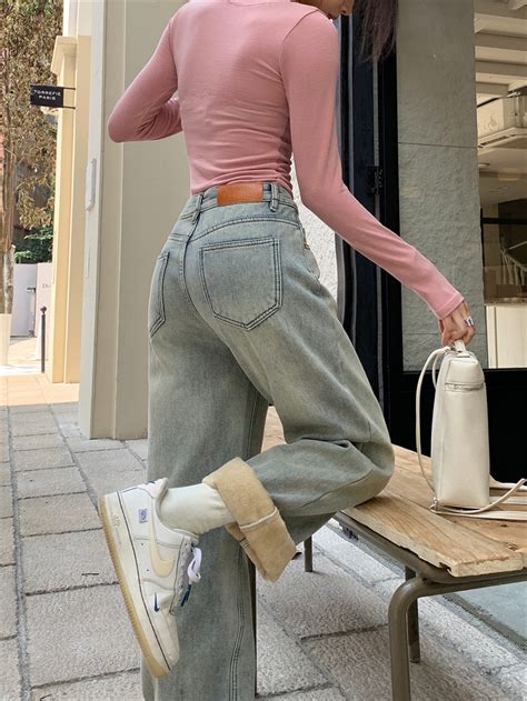 헤이로그 겨울팬츠🕶 기모 따뜻한 데님 벨벳 하이웨스트 와이드 일자팬츠 데님팬츠 겨울데님 겨울기모데님 기모데님 벨벳데님 겨울