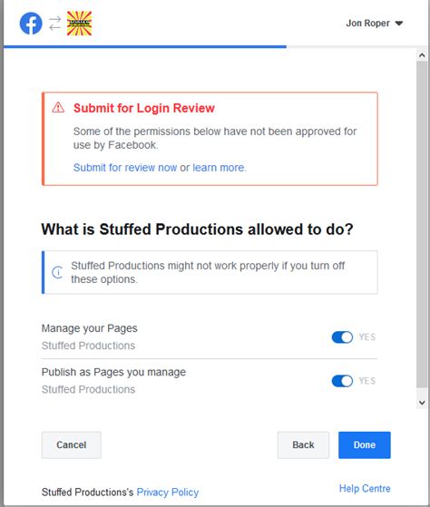 facebook publish pages not working for development app stack overflow