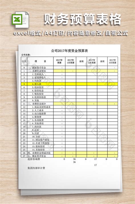 财务预算表格excel模板下载 包图网