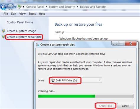 Windows 7 Create System Repair Disc