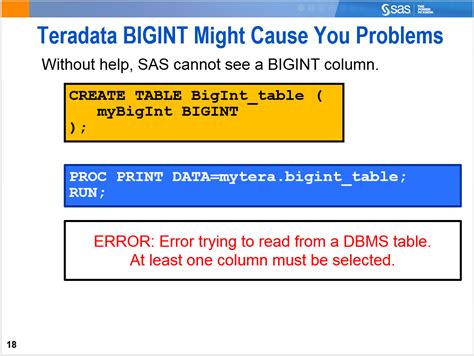 solved how do to access a bigint in teradata from enterprise guide sas support communities