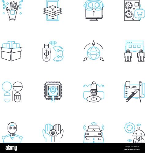 3d Modeling Linear Icons Set Rendering Surface Texture Animation