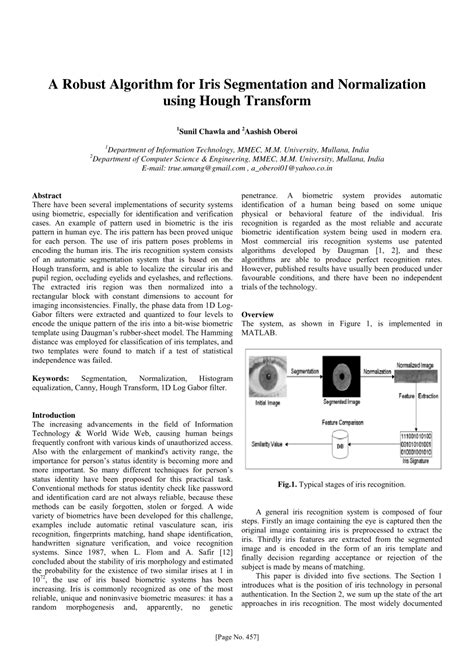 Pdf A Robust Algorithm For Iris Segmentation And Normalization Using