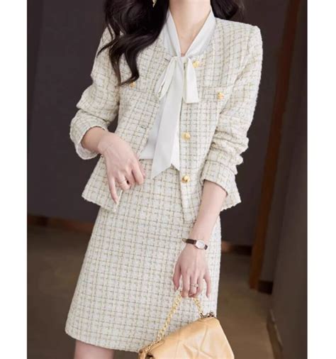 ブルベ服 フレンチツイードツーピースセット（ブルベ夏向け・ブルベ冬向け） スカートセットアップ ブルベファッション専門通販 Blubel