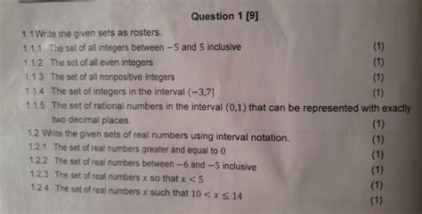 Solved 1 1Write The Given Sets As Rosters 1 1 1 The Set Of Chegg