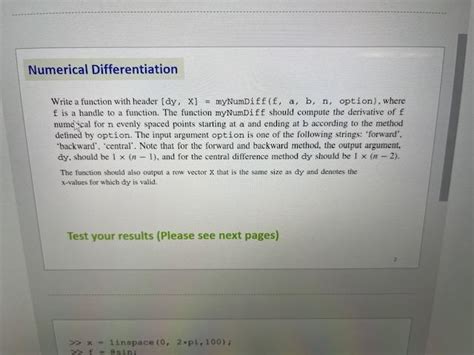 Solved Numerical Differentiation Write A Function With