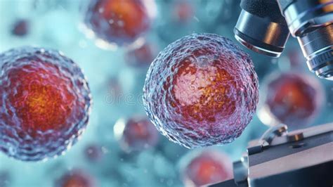 Close Up View Of Cells Under A Microscope Showcasing Vibrant Cellular