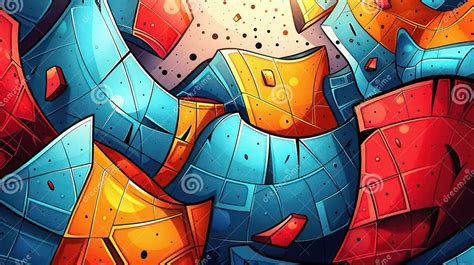Abstract Colorful Design Featuring Interlocking Shapes And Vibrant Hues
