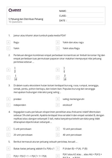 Lembar Kerja Distribusi Normal Untuk Kelas Di Quizizz Gratis