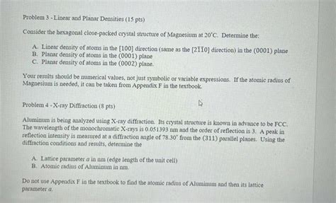 solved problem 3 linear and planar densities 15 pts