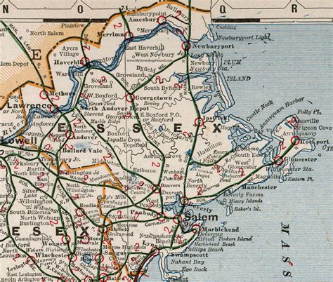 Essex County Massachusetts 1901 Map Cram Lawrence Salem Gloucester Ma