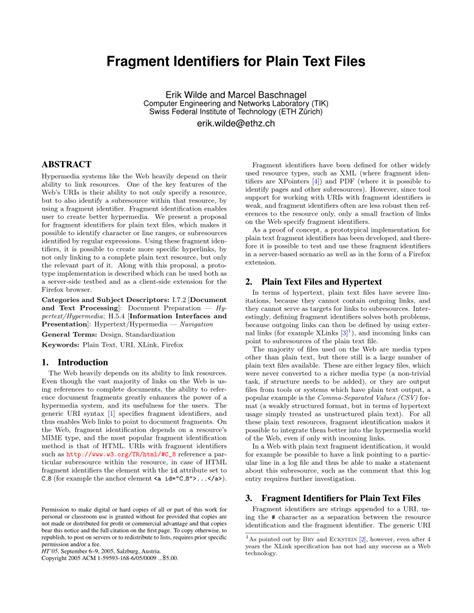 Pdf Fragment Identifiers For Plain Text Files