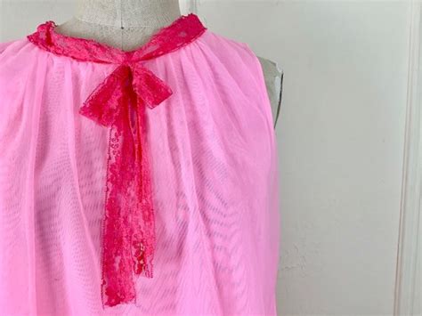 1960s Nylon And Lace Nightie Set Bubblegum Pink Bri Gem