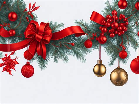 Premium Ai Image Christmas Braces Border Decorations With Baubles White Background Ai Generated